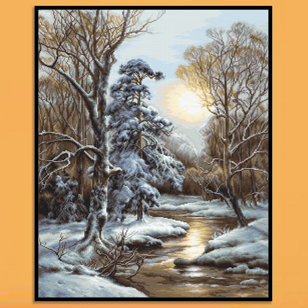 Набор для вышивки крестом серии "Пейзаж". 40*50см. Снежная сцена=v=