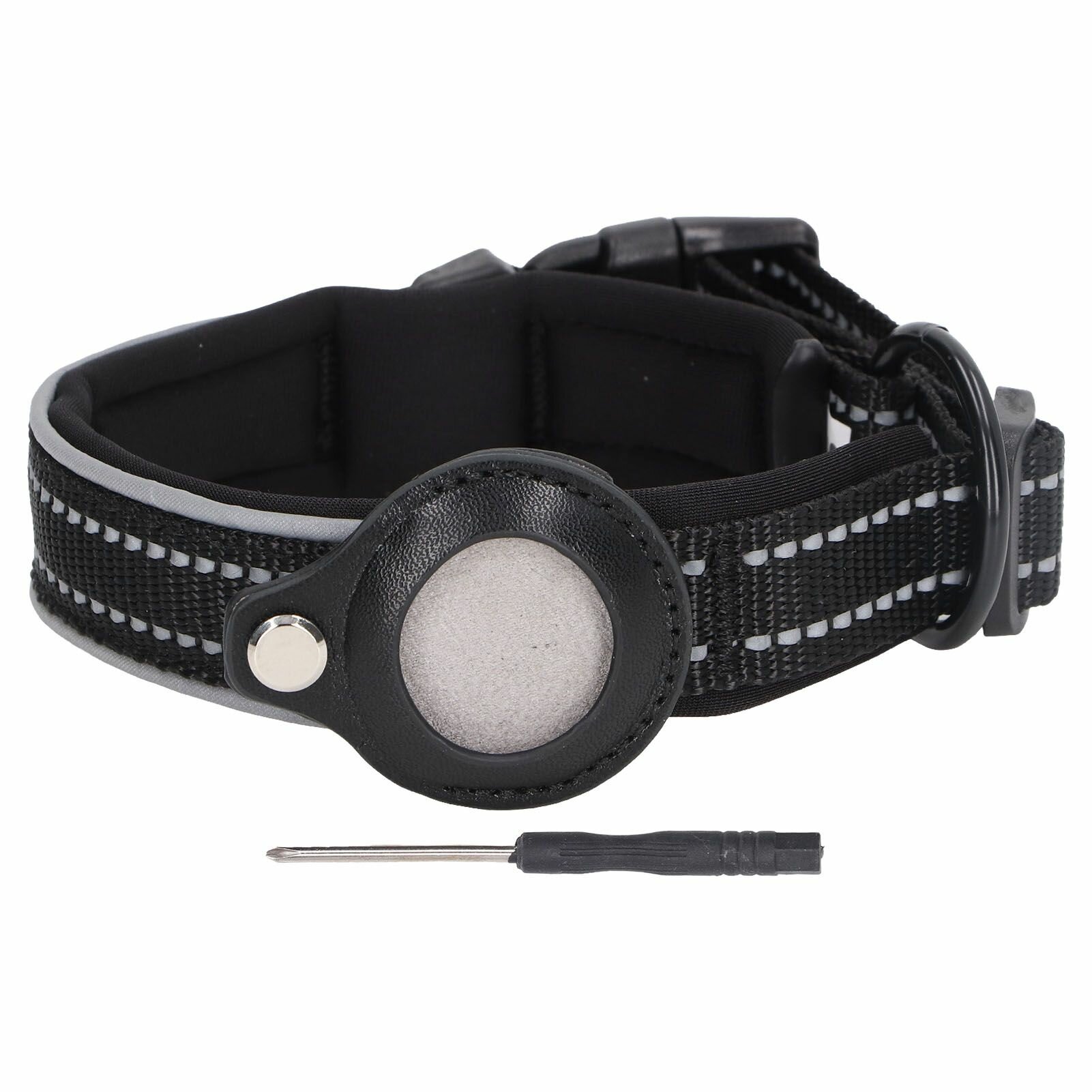 GPS-ошейник для собак (черный, M, регулируемый, полиэстер)