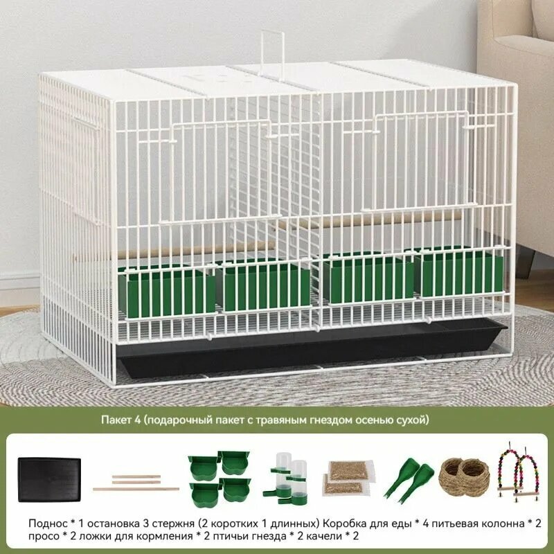 Клетка для попугая, складная, "Птичьи хвостики", 60*40*40 см, черно-белая88