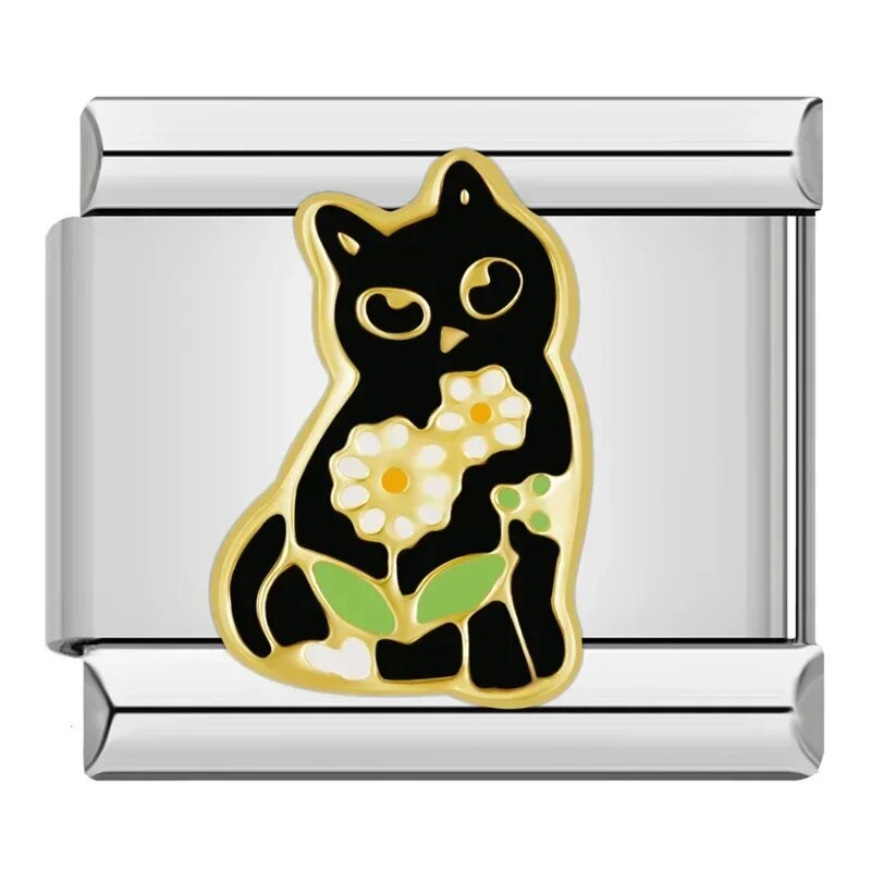 Подвеска на браслет Cat with Flowers, DJ738 NO 27