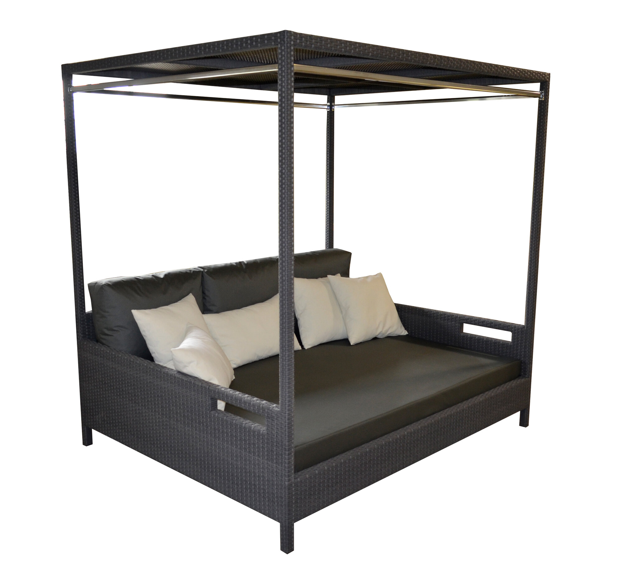 Лежак из искусственного ротанга Макао XL, цвет темно-серый графит