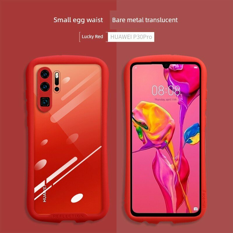 Силиконовый противоударный прозрачный чехол для Huawei P30 Pro с закругленным краем, полная защита, цвет: красный