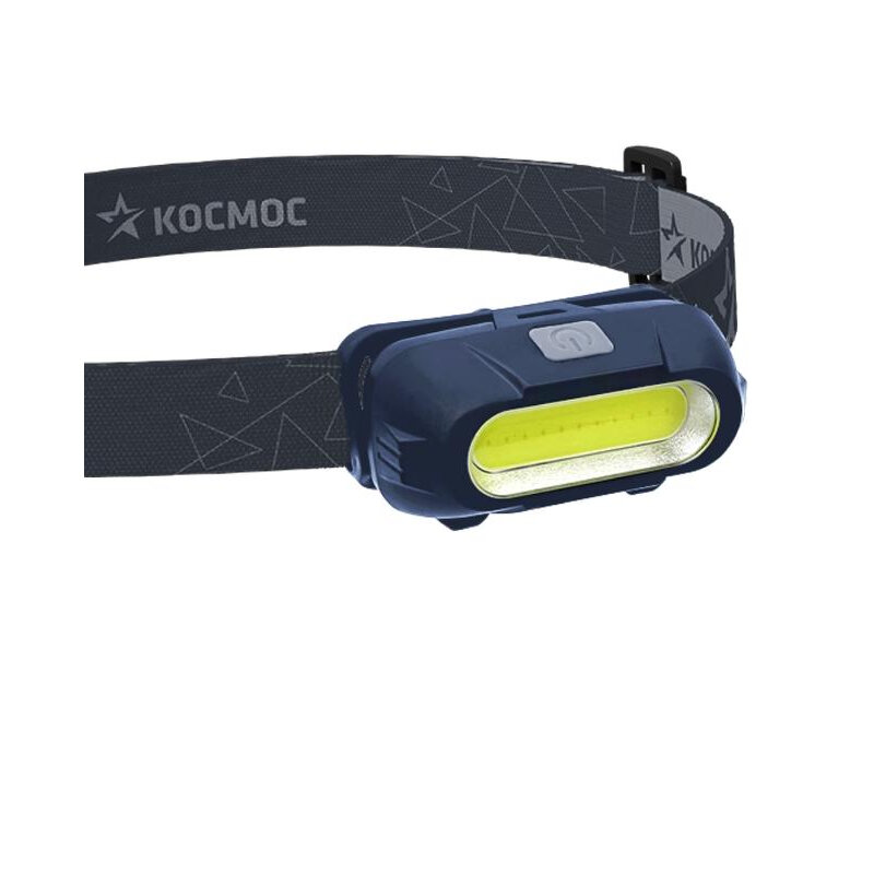 Фонарь аккумуляторный налобный 3Вт COB LED съемный Li-ion 18650 800мА. ч корпус ABS-пластик USB-шнур type C регулируемый эласт. ремешок, космос KOC514LIT (1 шт.)
