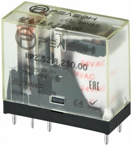 Реле промежуточное Релеон миниатюрное, 2 перекидных контакта 5А, 230В AC