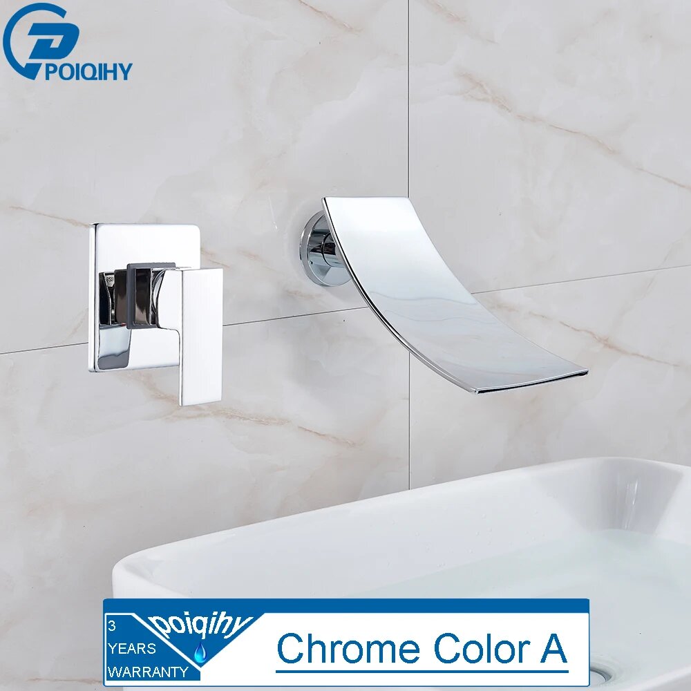 POIQIHY настенный смеситель для раковины керамический хром/черная бронза Chrome A