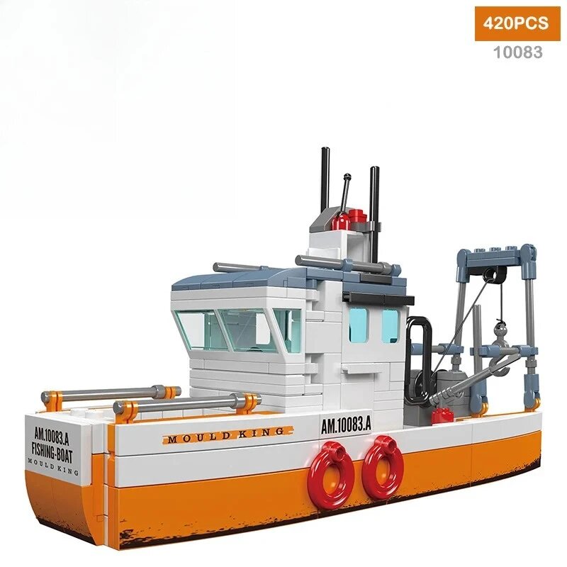 Конструктор MOLD KING 10083 Рыболовная лодка, 420 деталей, без коробки