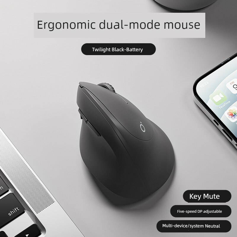 Беспроводная вертикальная мышь Forerunner Q7 Dundun с Bluetooth, бесшумная, двухрежимная, перезаряжаемая, компактная,