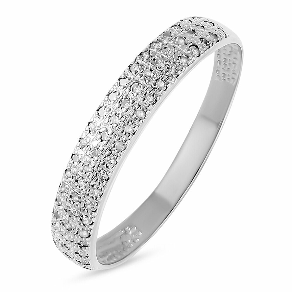 Кольцо дорожка, белое золото, 585 проба, родирование, бриллиант