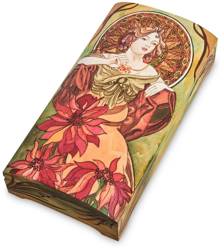 Шкатулка "Альфонс Муха-Драгоценные камни. Рубин" A2166783 Народные промыслы, Дерево липа, краски, лак