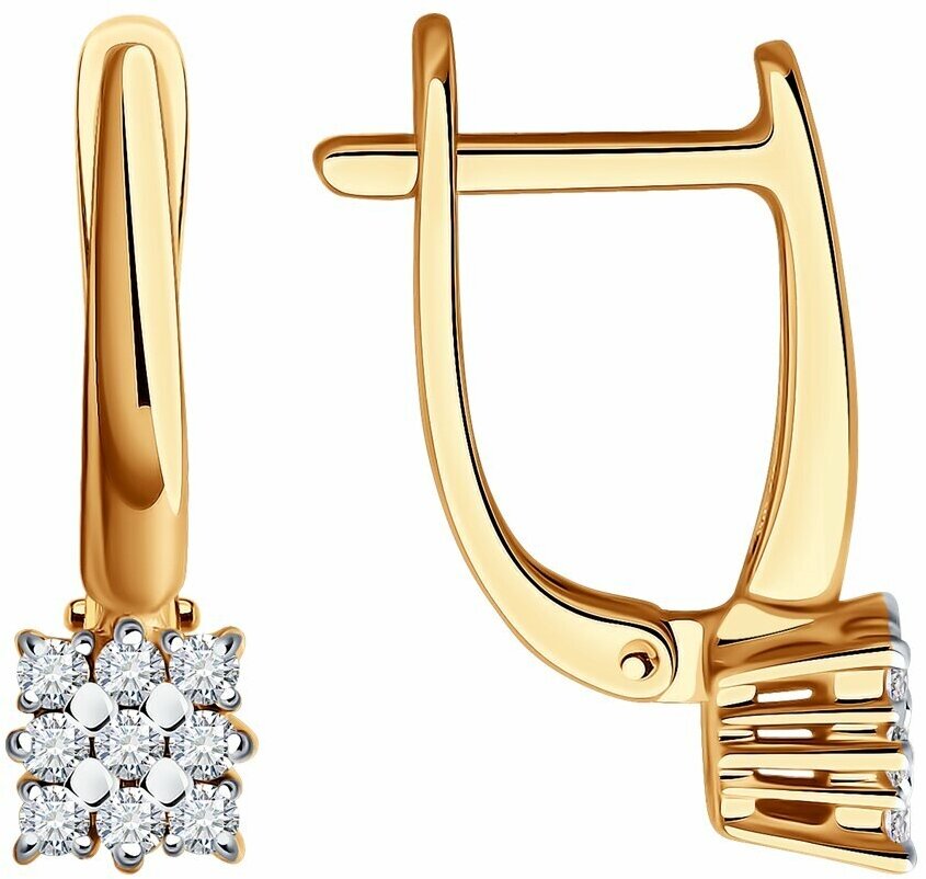 Серьги, красное золото, 585 проба, бриллиант