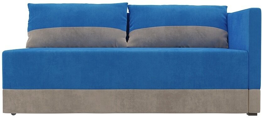 Прямой диван софа Никас Голубой Велюр, кушетка, 153х78х74 см, с ящиком для белья