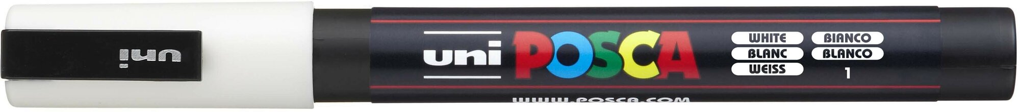 Маркер акриловый UNI POSCA PC-3M, белый, 0.9 - 1.3 мм, круглый