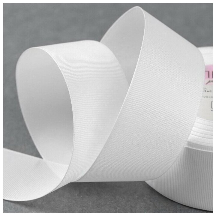 Лента репсовая, 40 мм, 23 м, цвет белый номер 01