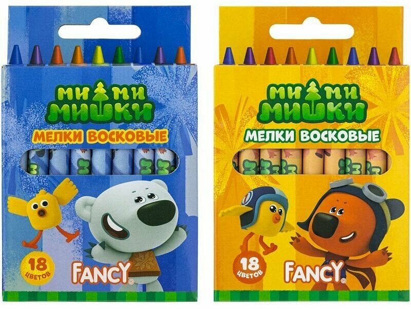 Мелки восковые круглые Fancy Ми-Ми Мишки, 18 цв, картон с е/п - 2 упаковки