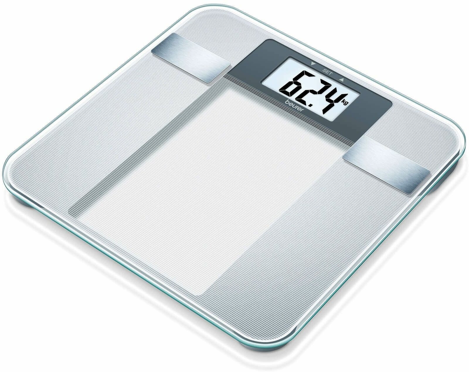 Весы напольные Beurer BG 13, ЖК-дисплей, 10 ячеек памяти, серебристые