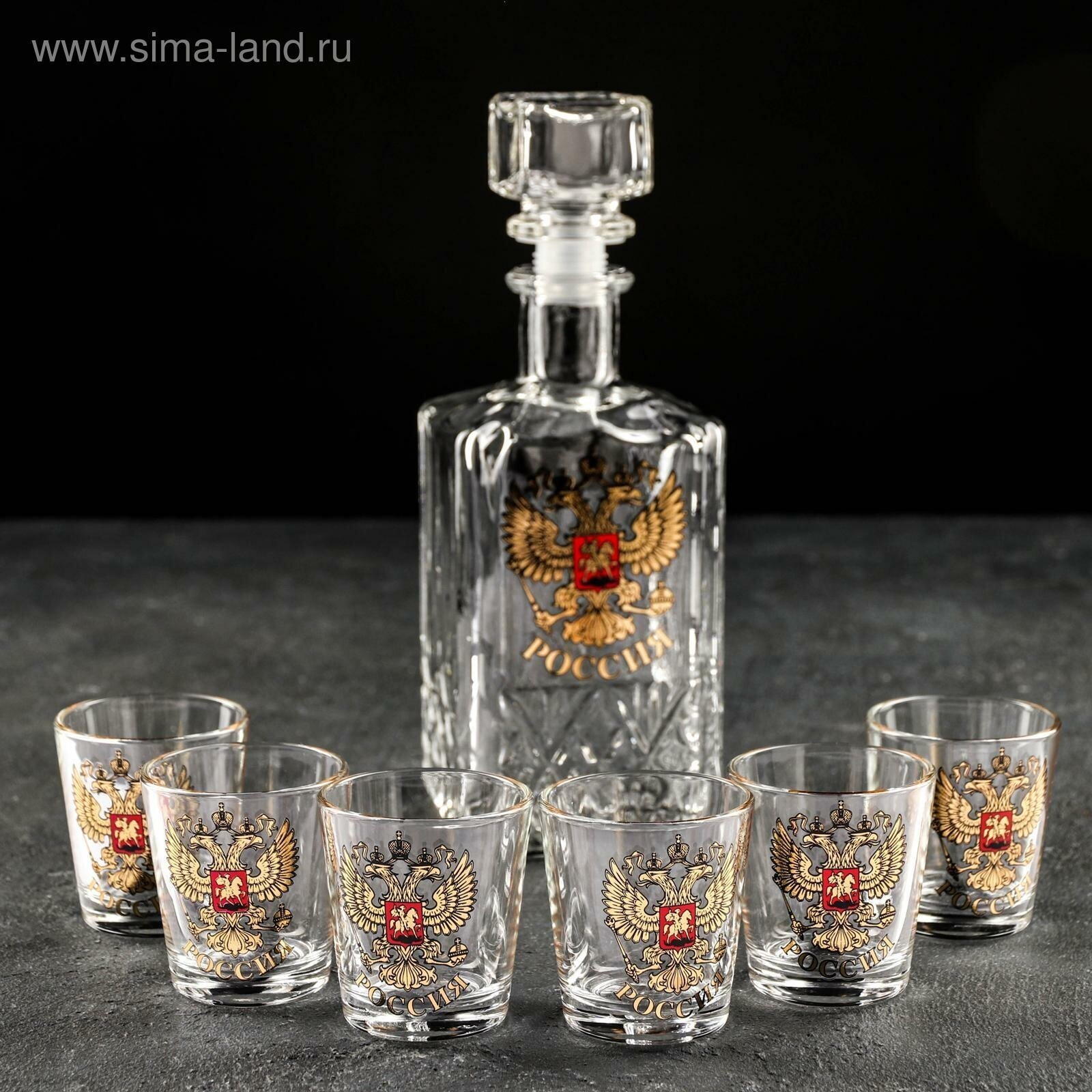 Набор питьевой «Герб России», 7 предметов: графин 500 мл, стопка 50 мл, 6 шт.