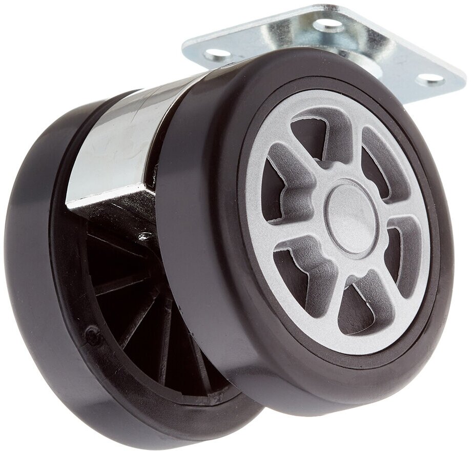 Ролик двойной на площадке d60 мм (черный)