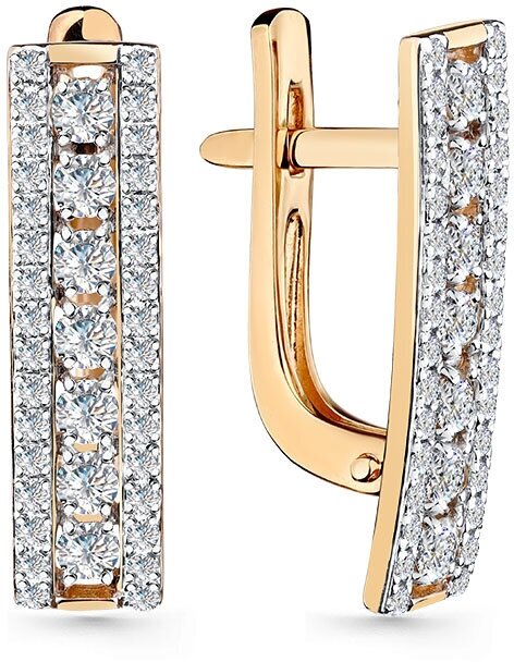Серьги, красное золото, 585 проба, бриллиант