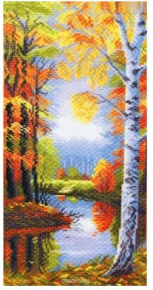 Матренин посад канва с рисунком Осеннее утро на шелке, 37 см × 49 см, код 4246 Г