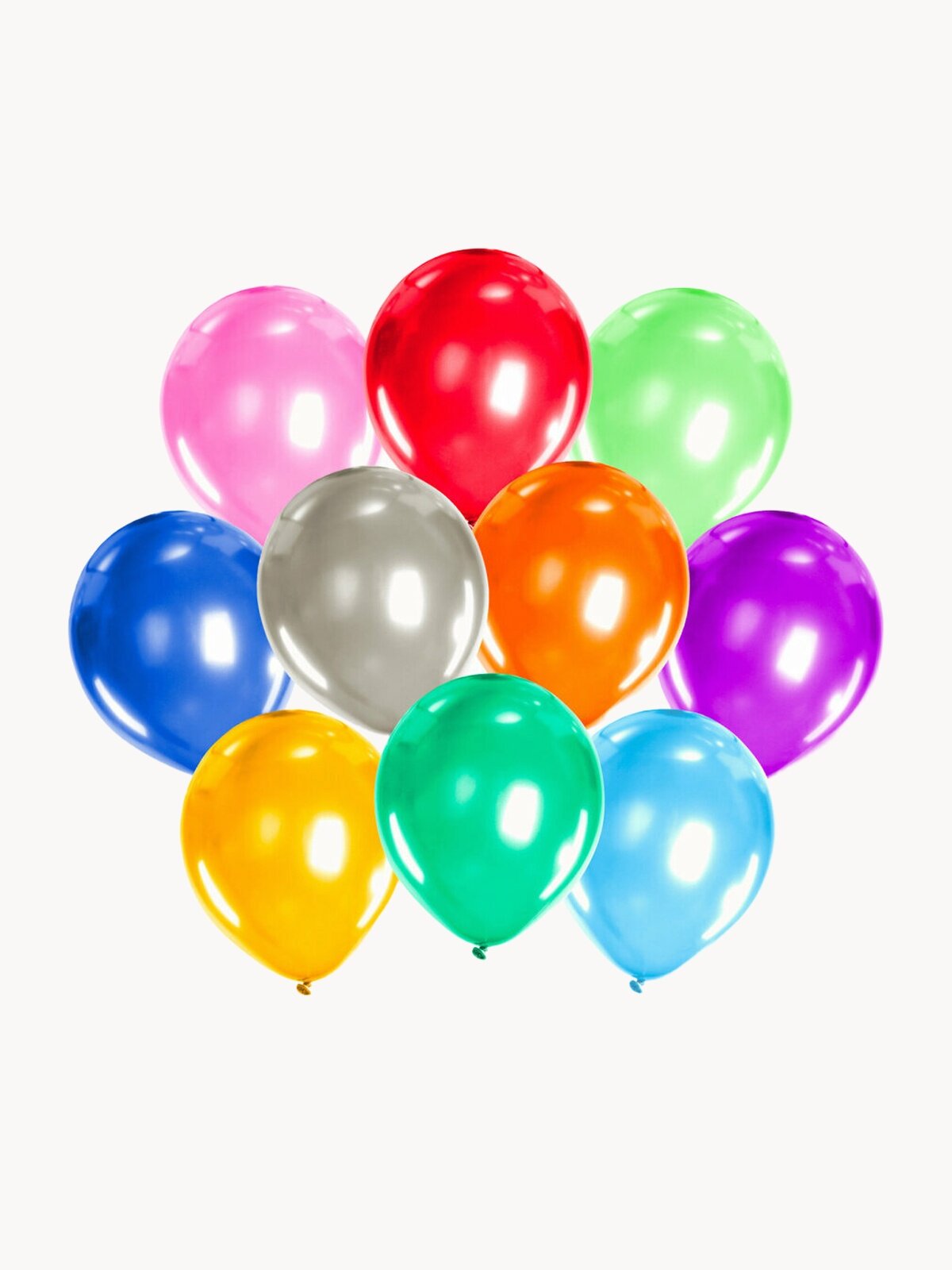 Воздушные шары для праздника, воздушные шарики набор на день рождения Золотая Сказка, 10" (25 см), Комплект 50 штук, металлик, ассорти 10 цветов, 105002
