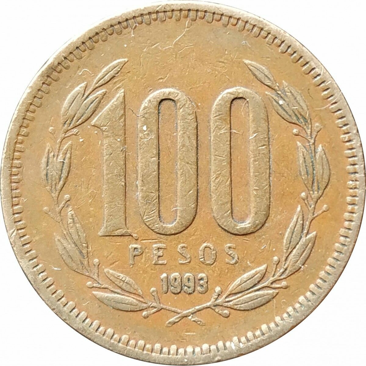100 песо 1993 Чили из оборота