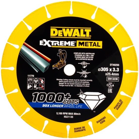 Алмазный диск отрезной по металлу Dewalt DT40256-QZ, 305x25