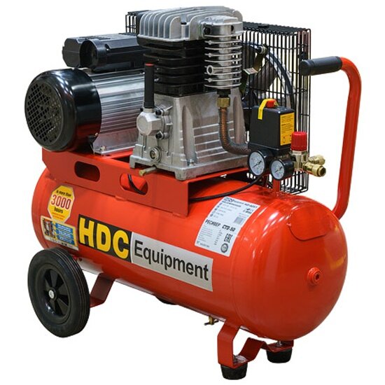 Компрессор Hdc HD-A051 (396 л/мин, 10 атм, ременной, масляный, ресив. 50 л, 220 В, 2.20 кВт)