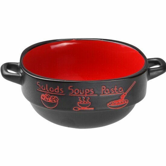 Perfecto Linea Супница керамическая, 140 мм, круглая, серия Харчо, черно-красная, (700 мл) (18-416511)