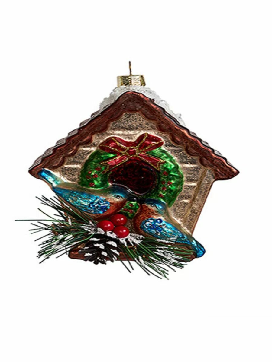 Игрушка на елку Домик лесной "Скворечник" 11.5см темный