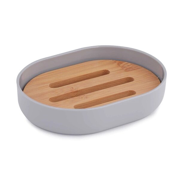 Мыльница Альтернатива Бамбук серый пластик