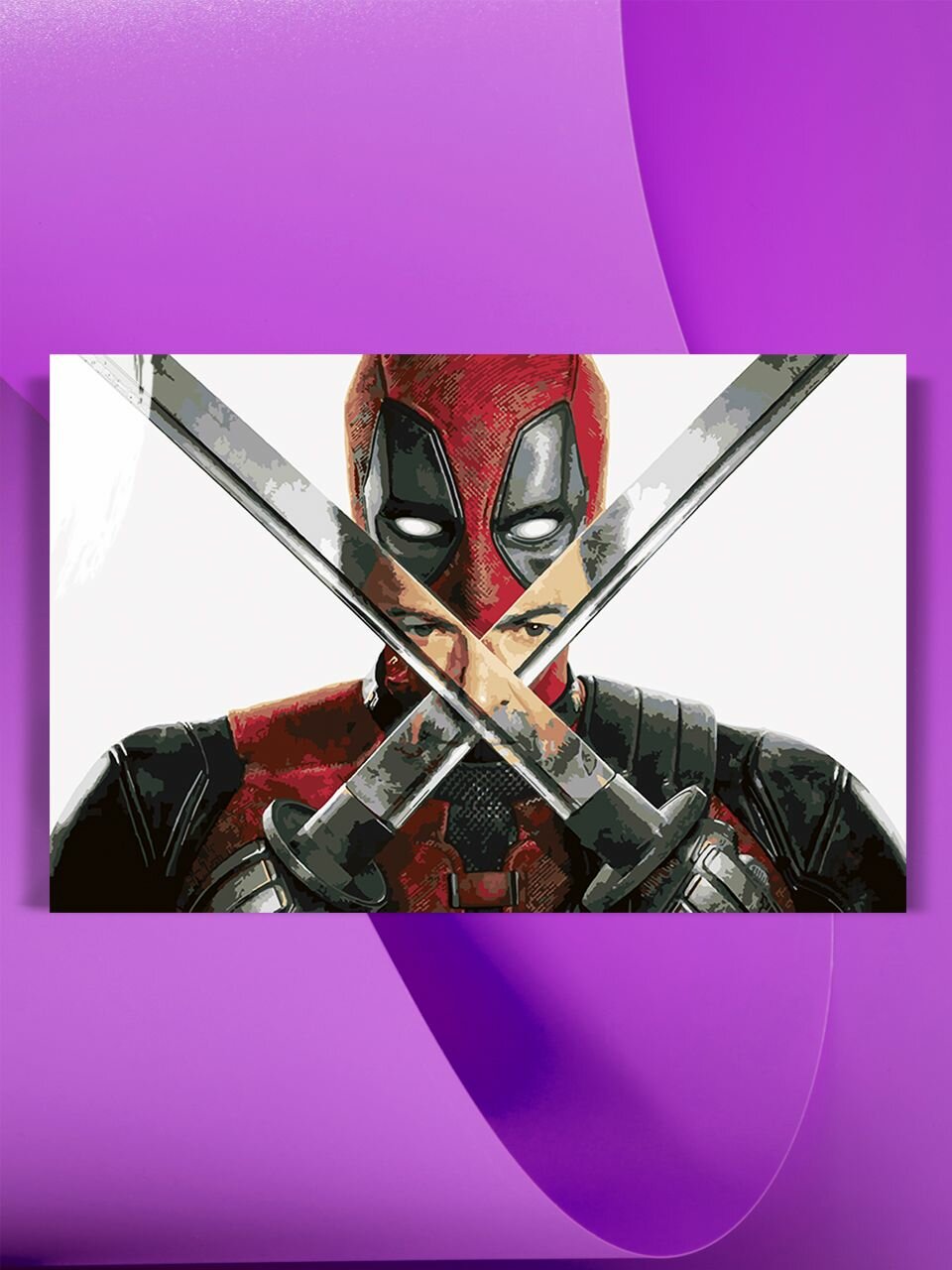 Картина по номерам на холсте Дедпул и отражение Росомахи, 40 х 60 см