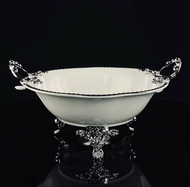 Глубокое блюдо 25см на ножках с ручками ATLANTIS Фарфор 205-928 118-205-928