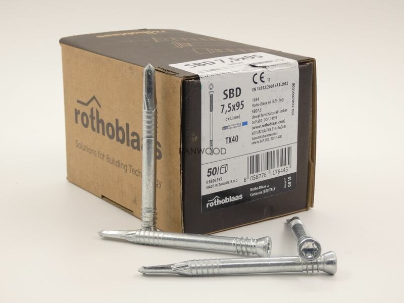 Самонарезающий штифт Rothoblaas (HOLZ TECHNIC) SDB 7,5х95 (50 шт.) SBD7595