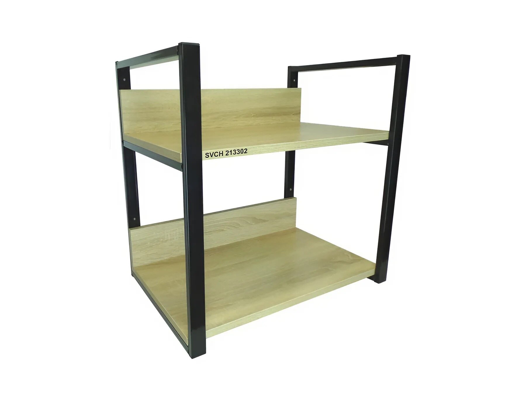 Полка для микроволновки GARROSS "SIBERIA 213302", две полки 35х60 см, высота 54 см, каркас чёрный, цвет полок дуб сонома