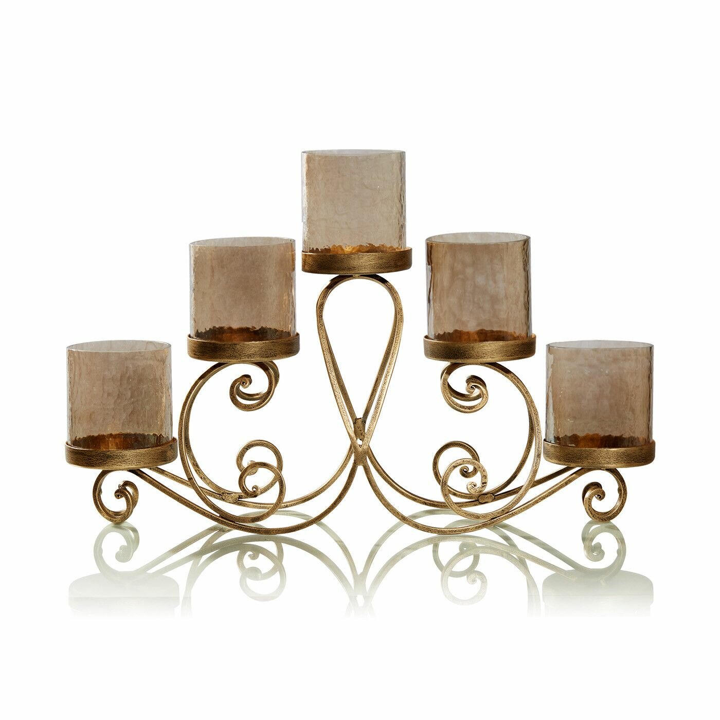 Декоративный металлический подсвечник на 5 свечей Versal 48х13х30 см.