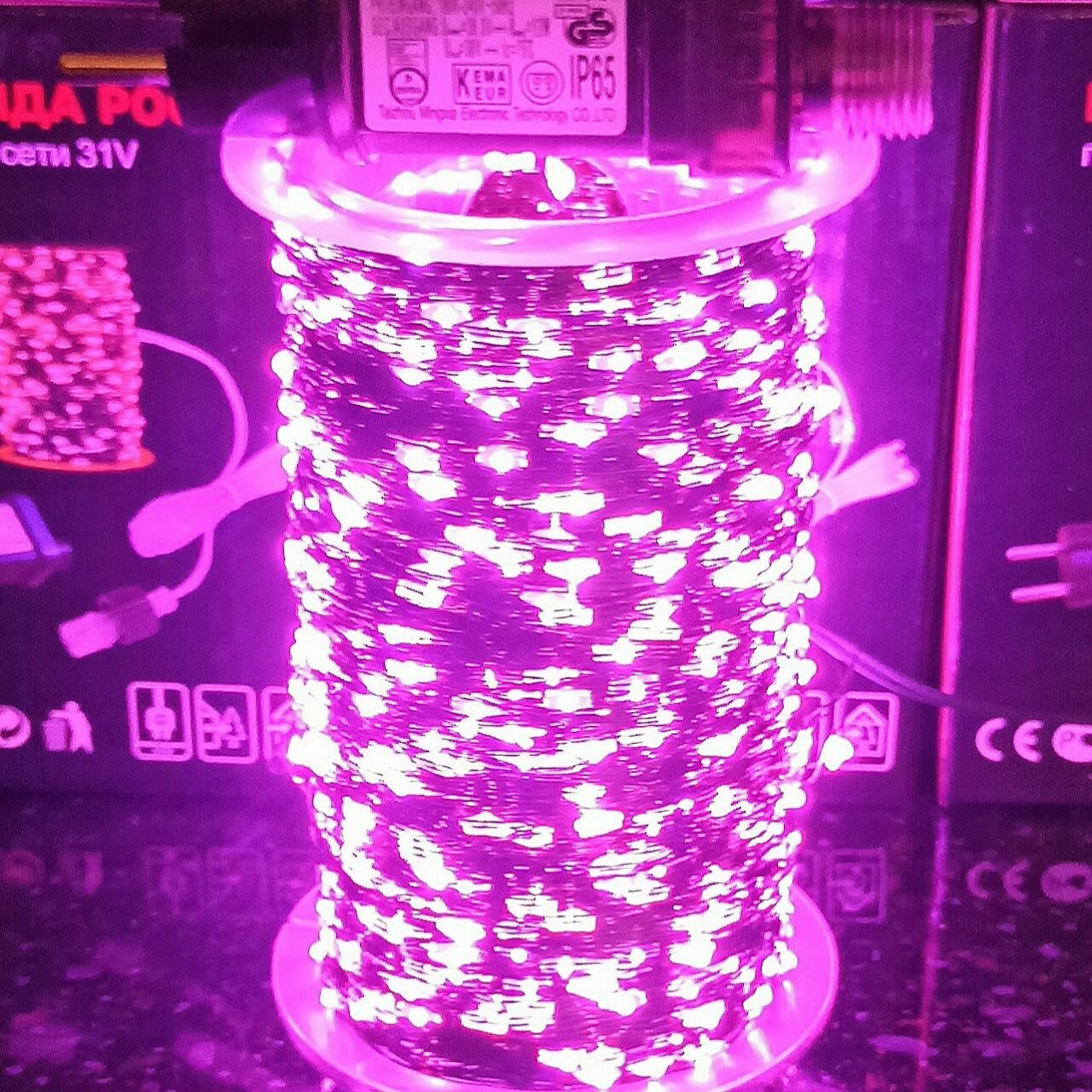 Электрогирлянда уличная Роса Светодиодная 1000 ламп, 100м розовый