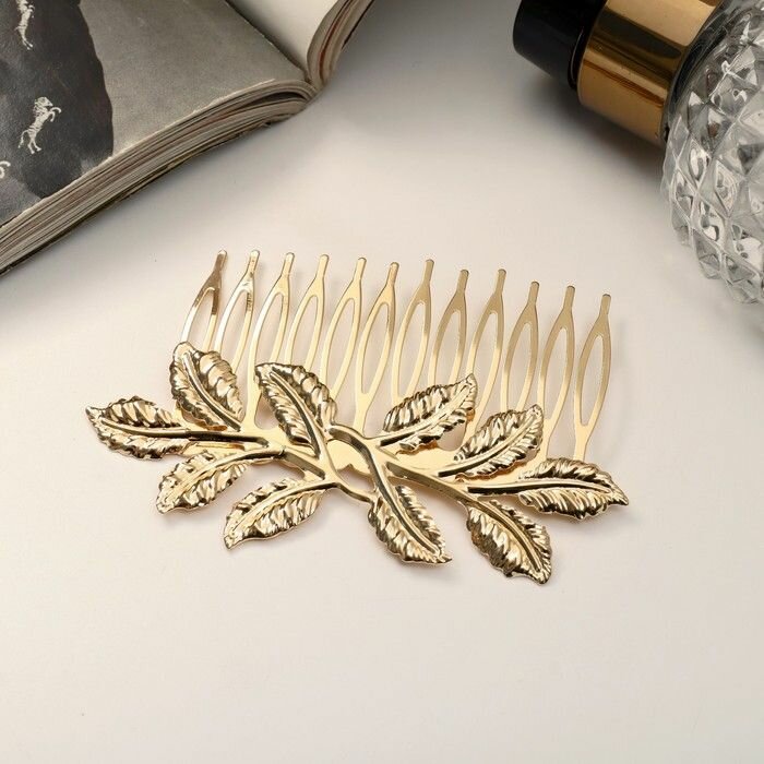 Гребень для волос Queen fair "Либерти", Веточка, 5х8 см, золотистый