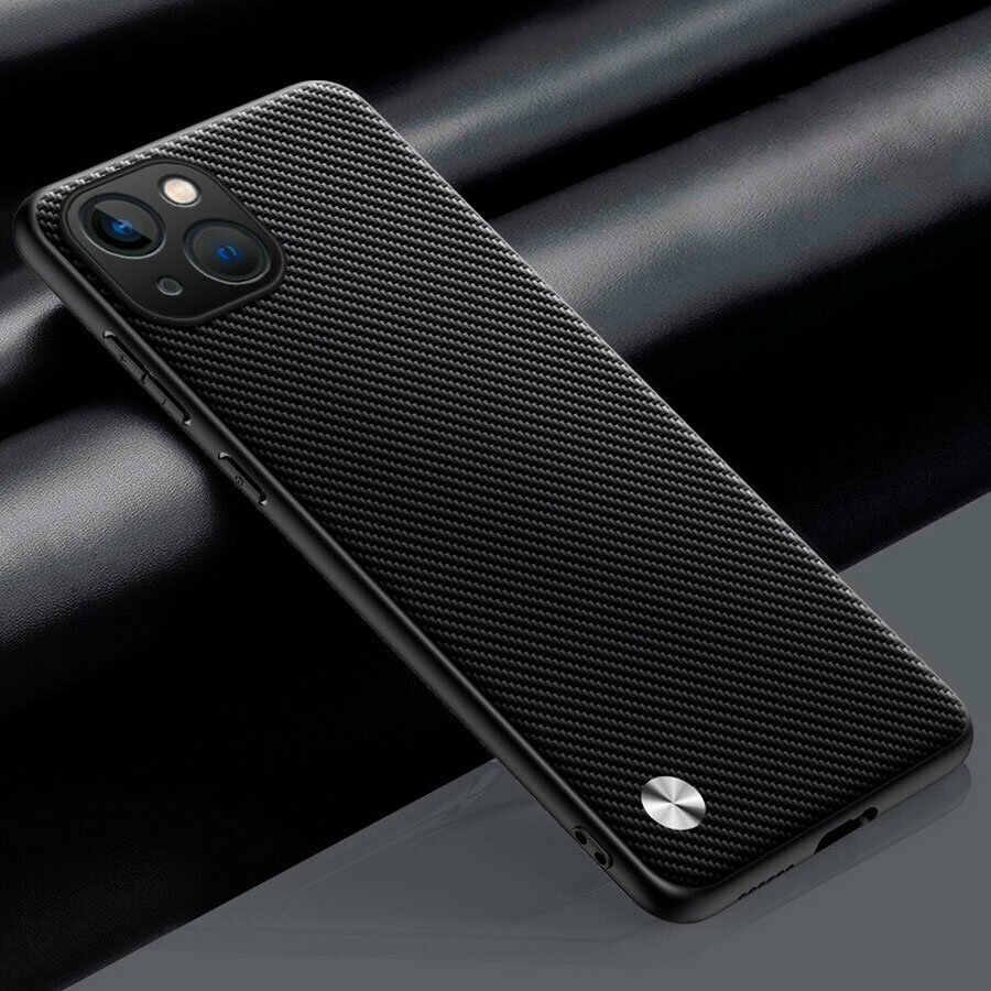 Чехол для Apple iPhone 15 (Эпл Айфон 15) с защитой камеры, CODE, карбон