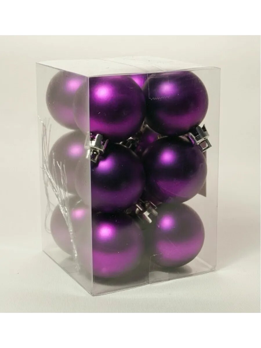 Набор елочных шаров PeneriGifts (фиолетовые матовые, 12 шт.) jnp140603