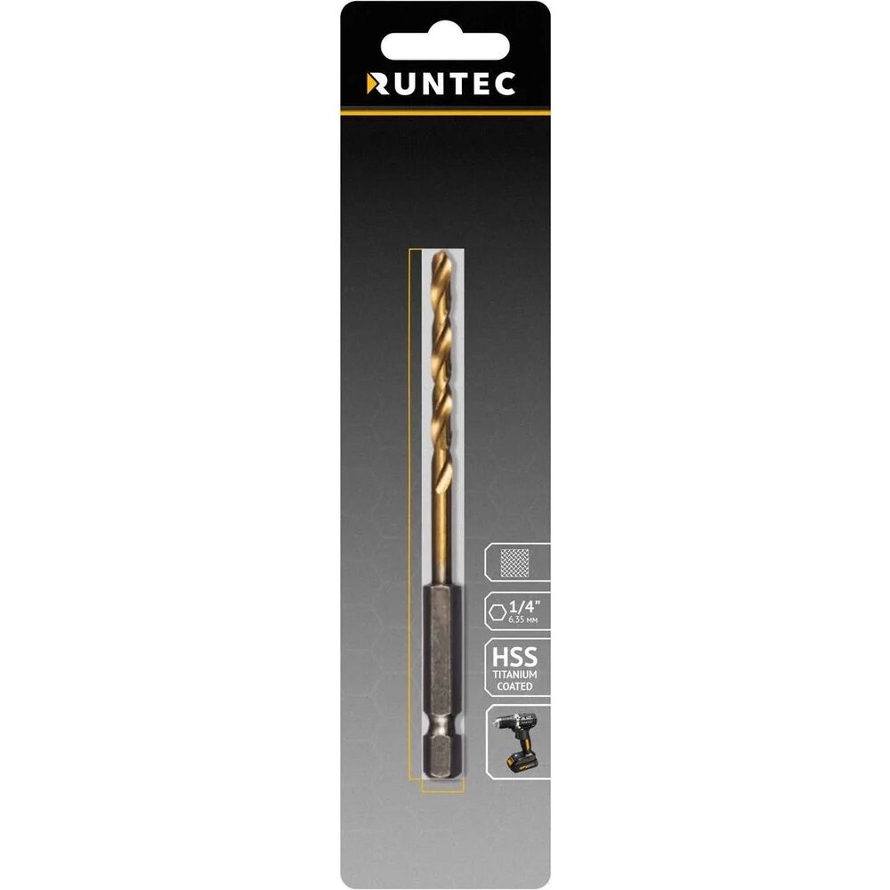 Сверло RUNTEC RT-DS4, по металлу, HSS-TiN, шестигранный хвостовик, 4x94 мм