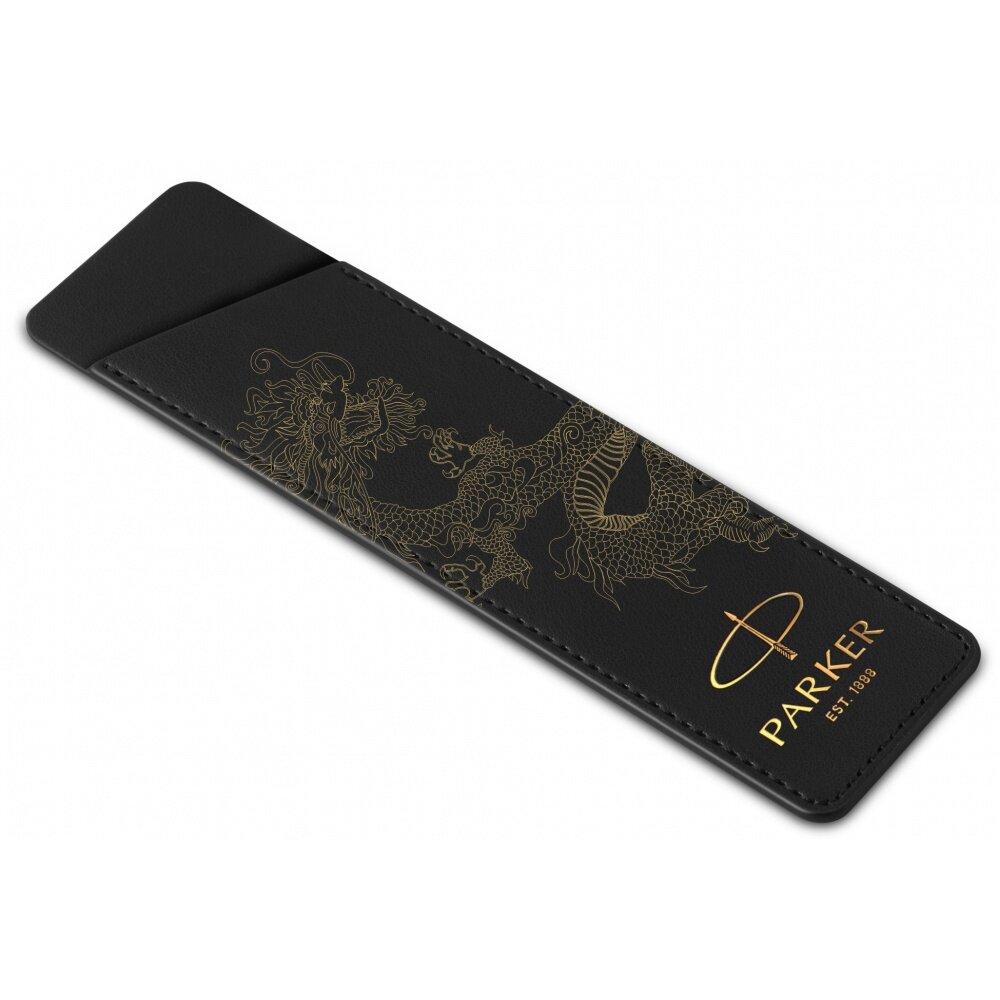 Parker 2023016_LE24 Чехол parker dragon special edition из натуральной кожи, цвет матово-черный с золотым тиснением