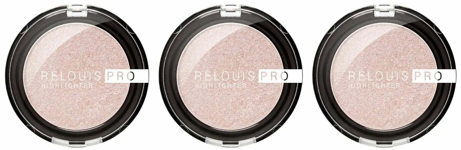 Relouis Хайлайтер компактный для лица Pro Highlighter, тон 01 Pearl, 3 шт