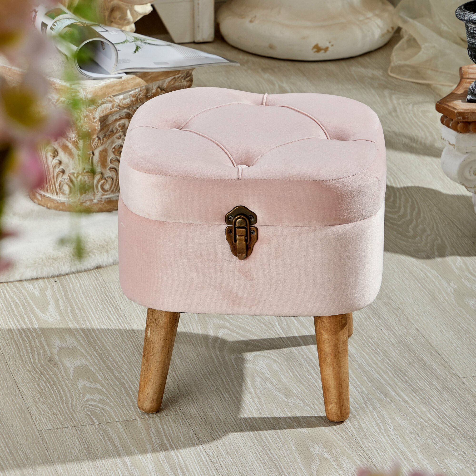 49-229M Пуф с крышкой 33х30х32см, МДФ, дерево, ткань, поролон, металл, Glasar