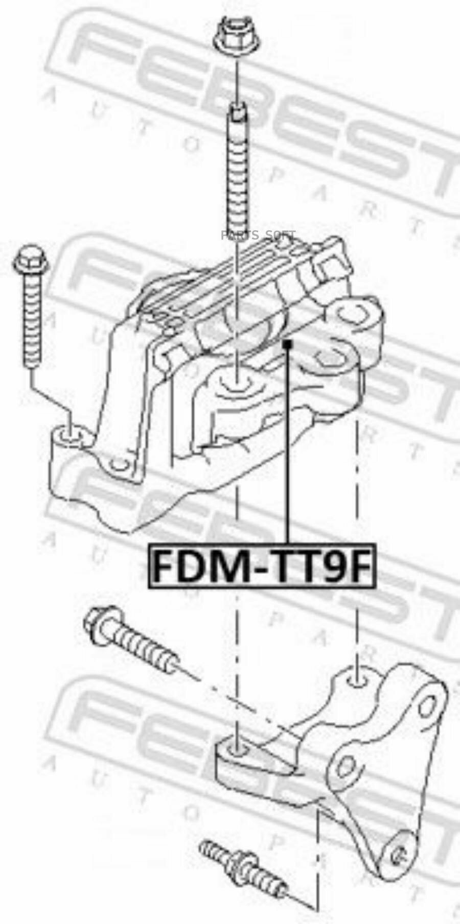 FDMTT9F FEBEST Опора двигателя FORD TRANSIT передняя 06- 2.2D
