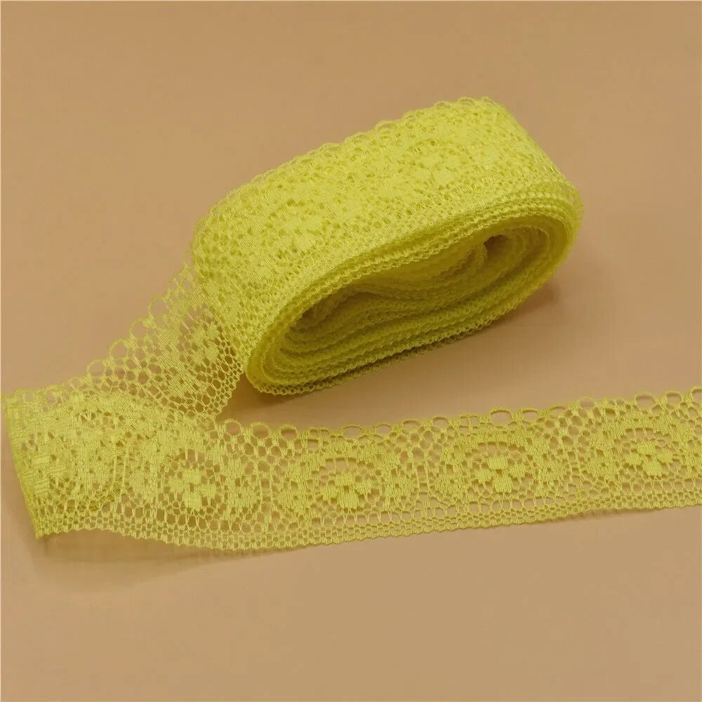 WyFeay кружевная лента 40 мм полиэстер/хлопок 10 ярдов Светло-желтый, Yellow