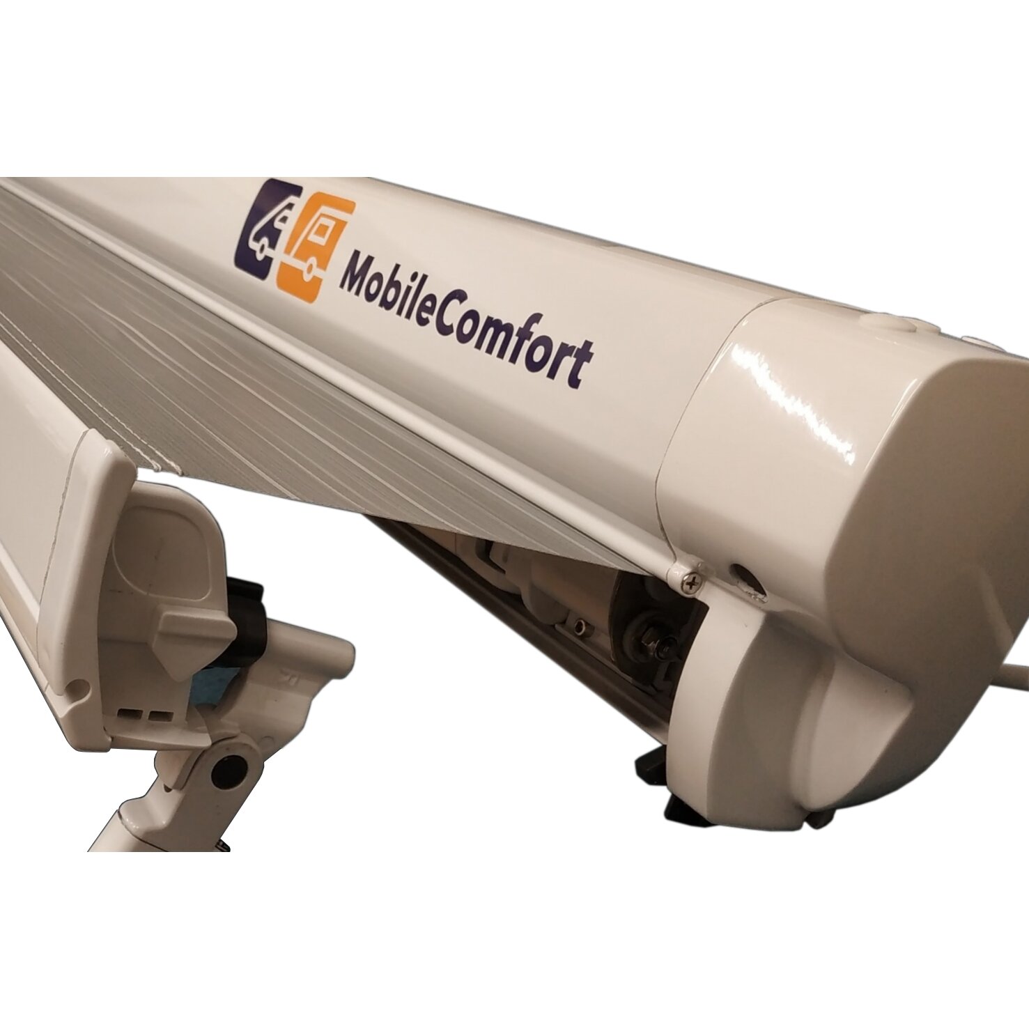 Маркиза MobileComfort M250WG, настенная механическая, корпус белый, полотно светло-серое