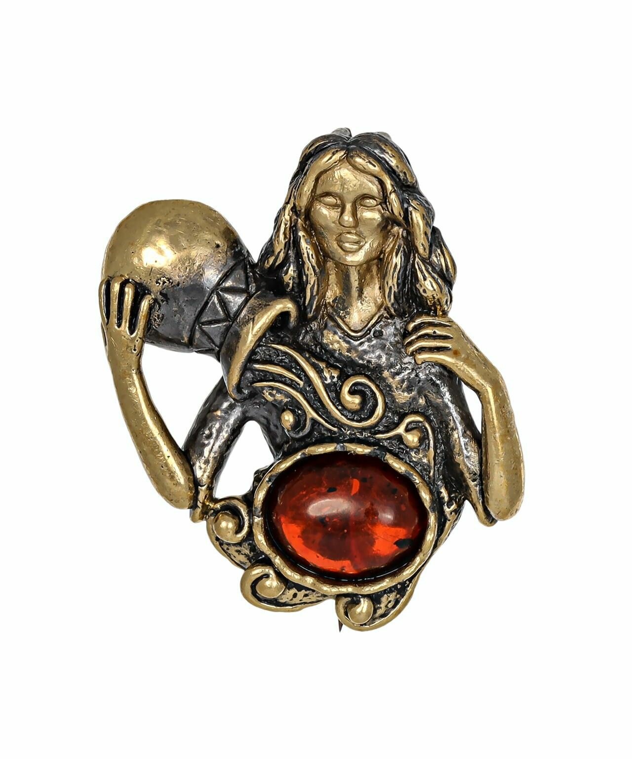 Брошь, янтарь