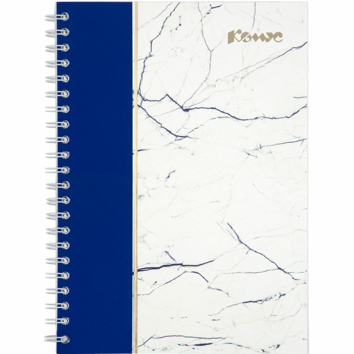 Тетрадь общая 120л, А4 Комус Мрамор Синий (клетка, спираль, картон) (1919342), 1шт.