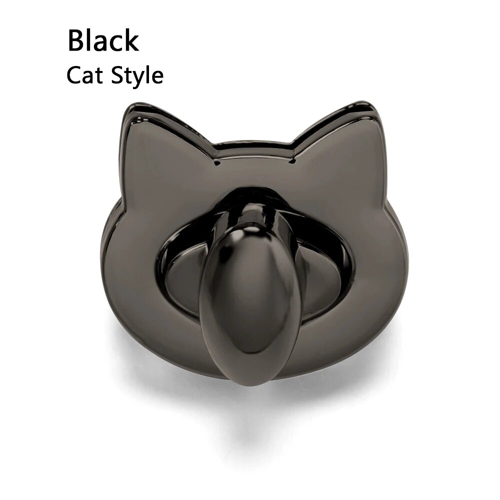 Металлический поворотный замок для сумок, черный, Cat Style
