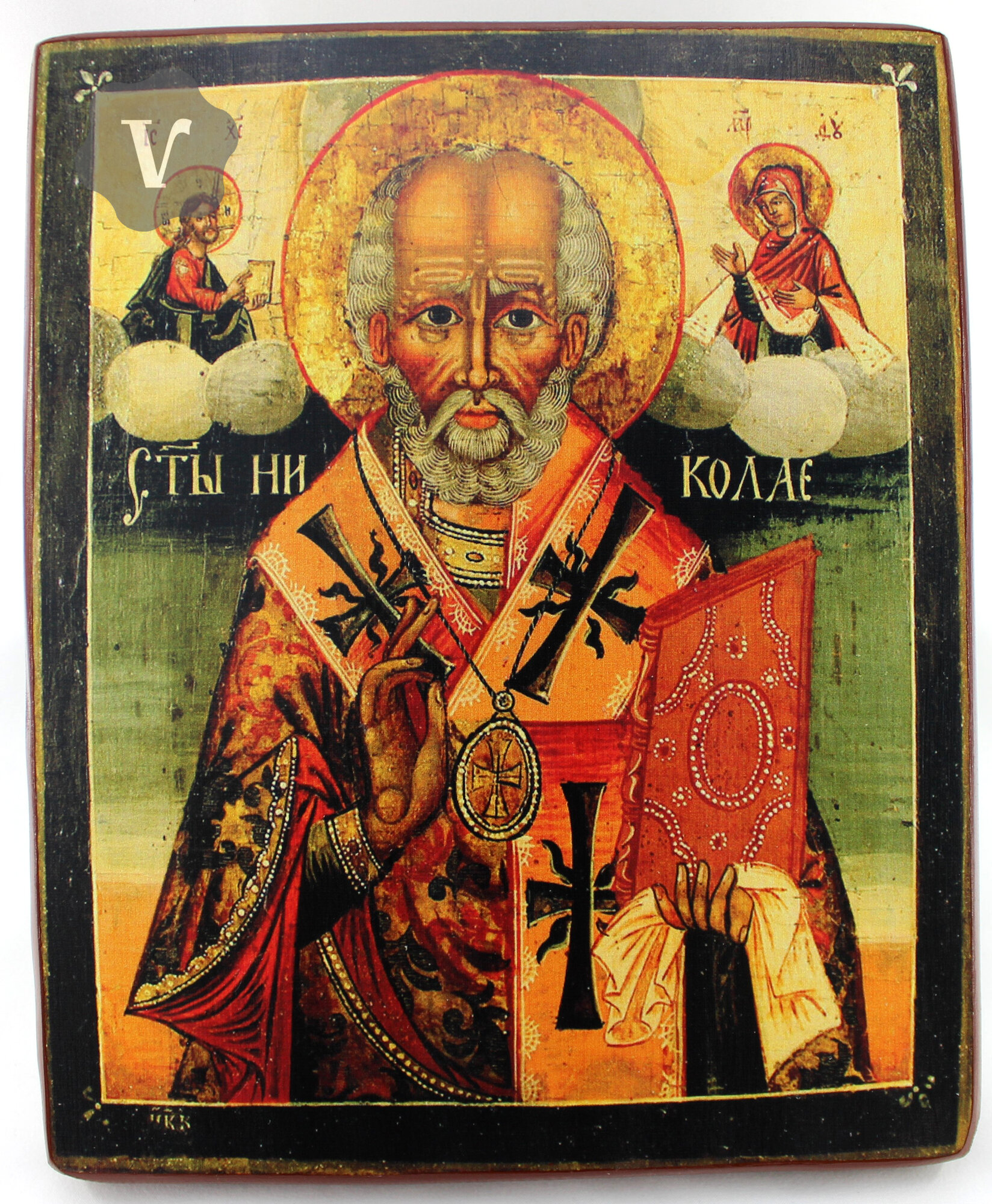 Православная Икона Николай Чудотворец, деревянная иконная доска, левкас, ручная работа(Art.1105С)